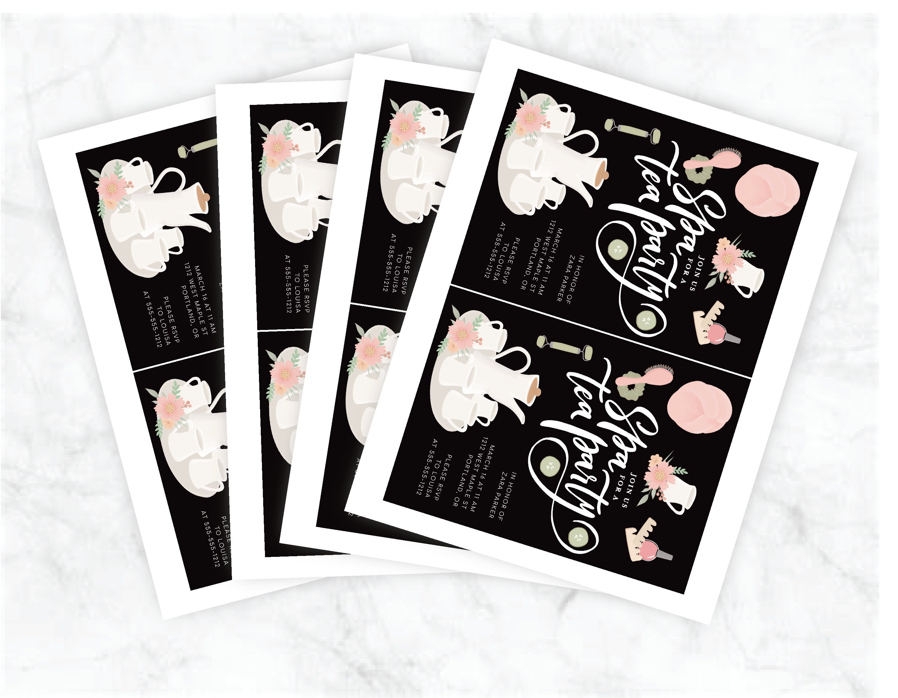 Elegant Spa Tea Party Par-tea Custom Party Invitation Download - Etsy
