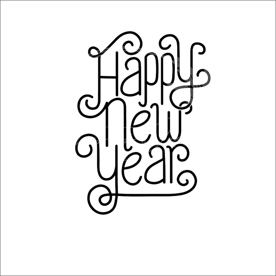 Fun Monoline Happy New Years Script SVG Digital File Download - Etsy