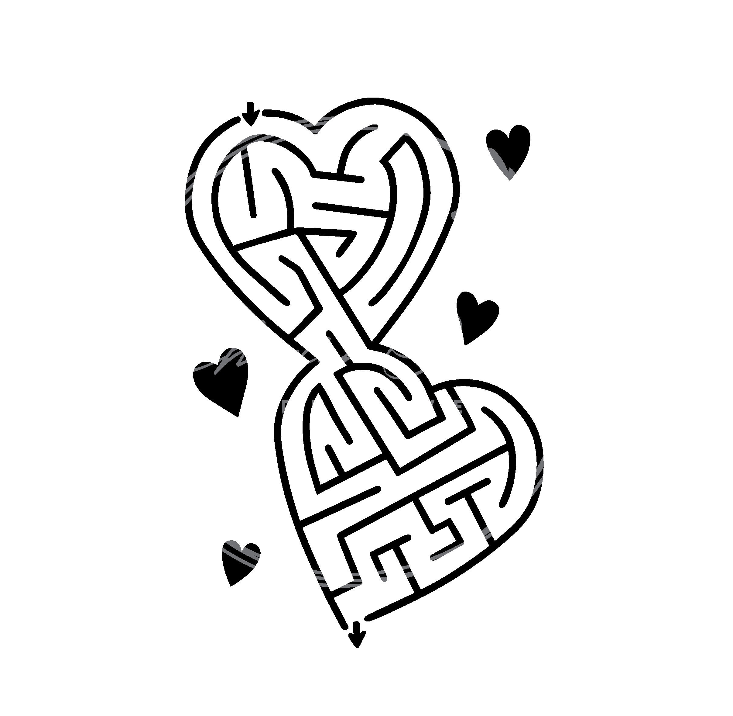 Heart Maze for Valentine's Day SVG Digital File Download - Etsy