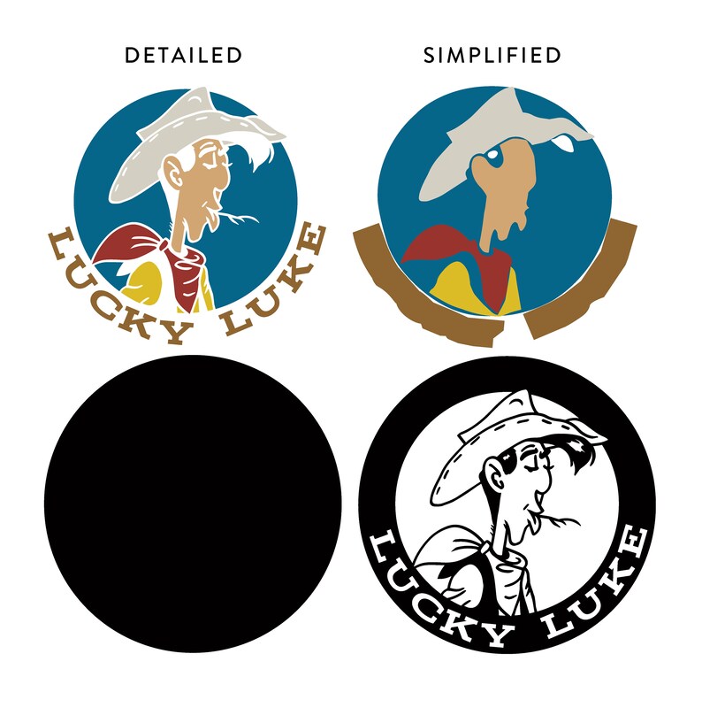 Lucky Luke Cartoon Cowboy in Circle Layered SVG and Line Drawing ...