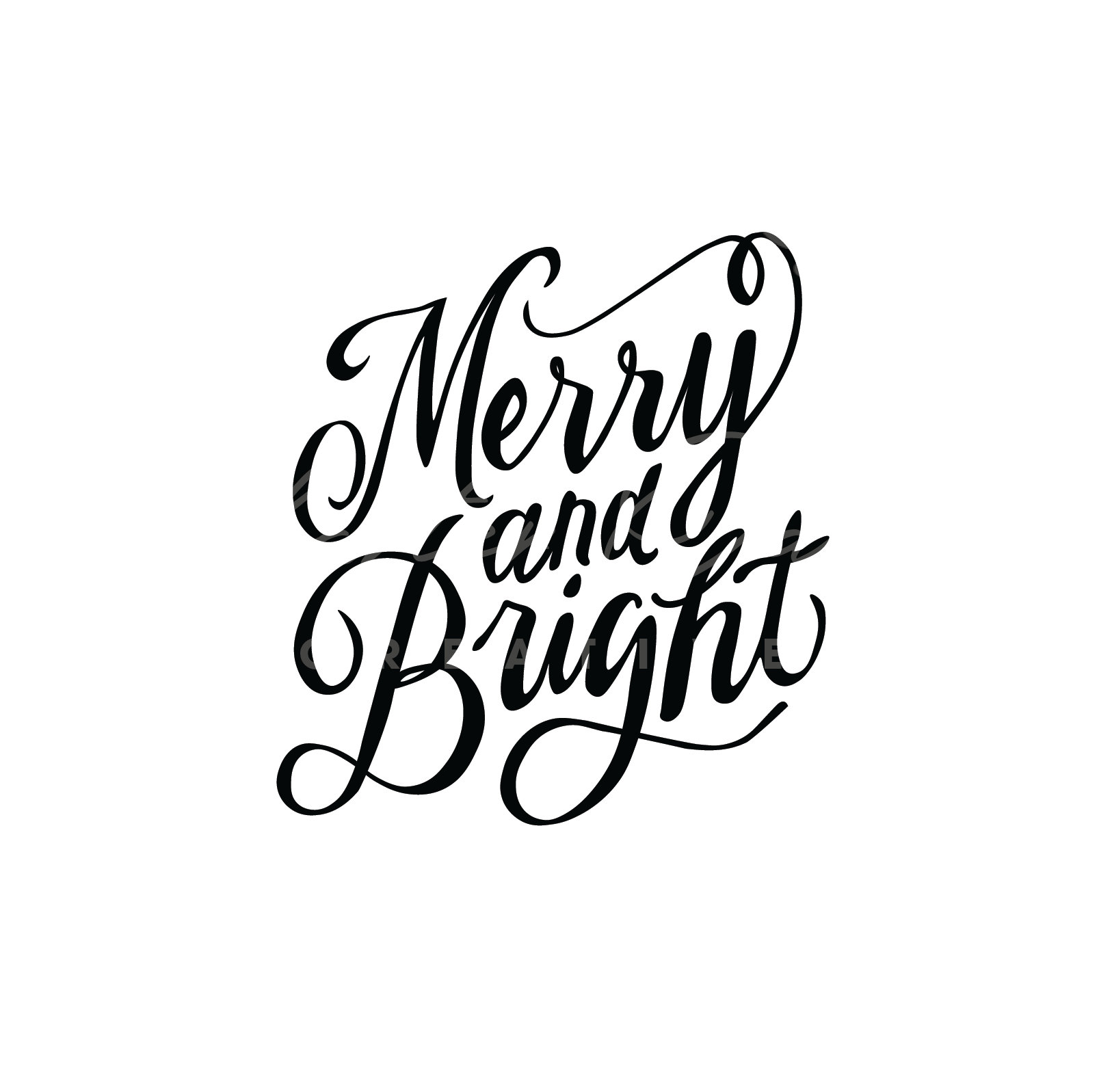 Hand-lettered Merry and Bright Script Typography for Christmas/holidays ...