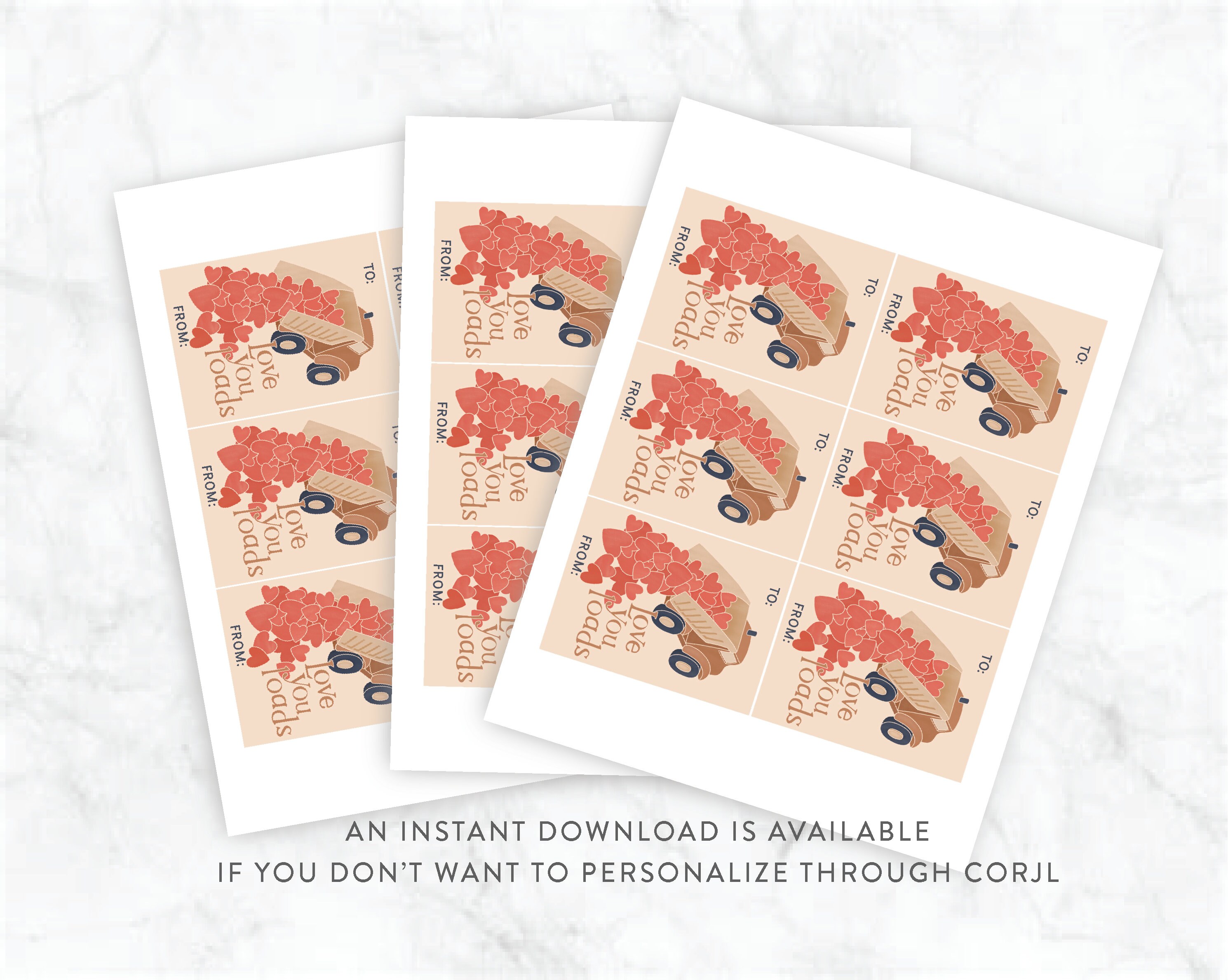 Love You Loads Dump Truck Kids Classroom Valentine Cards Download - Etsy