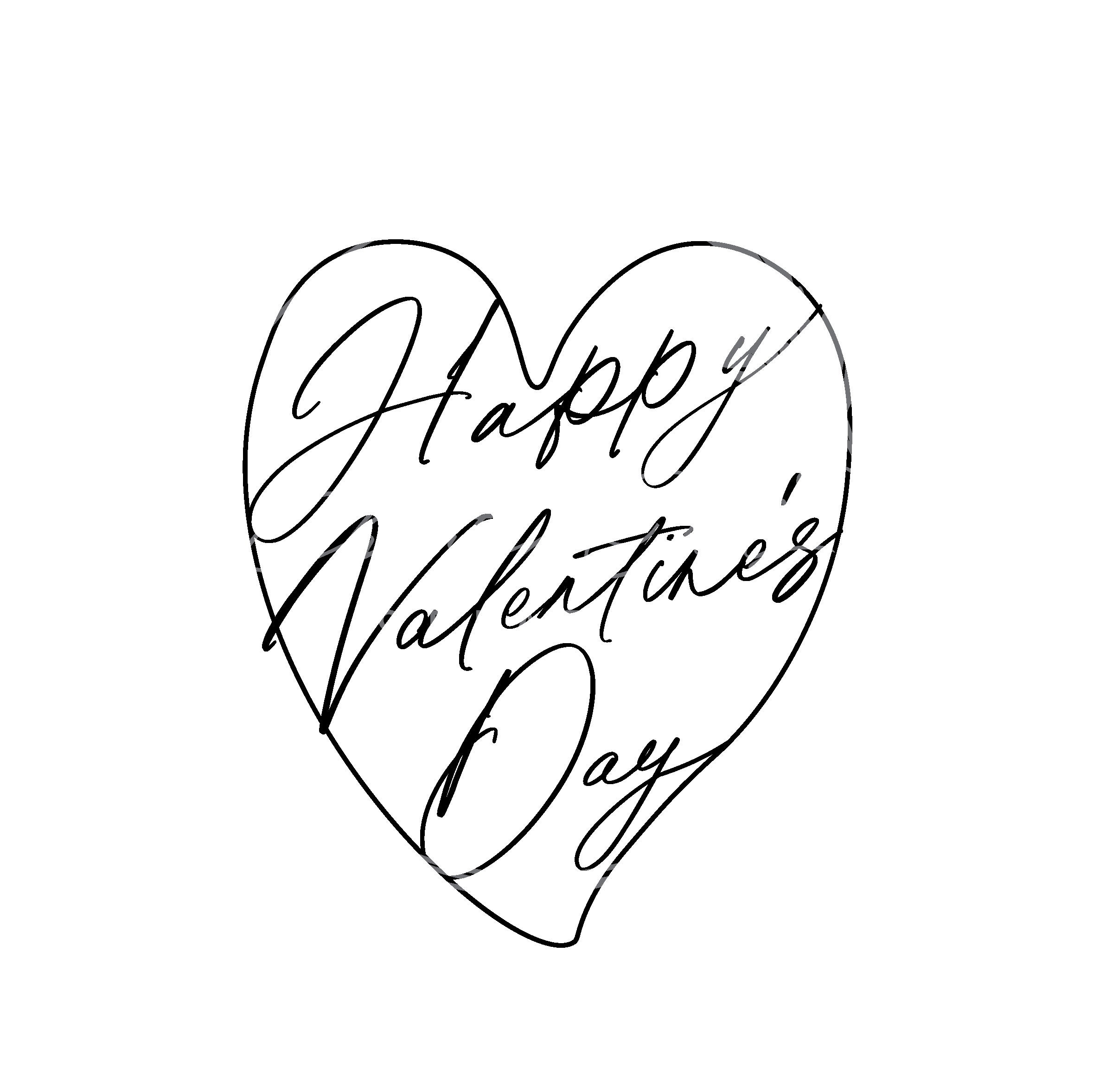 Happy Valentine's Day in Heart Script SVG Digital File Download - Etsy