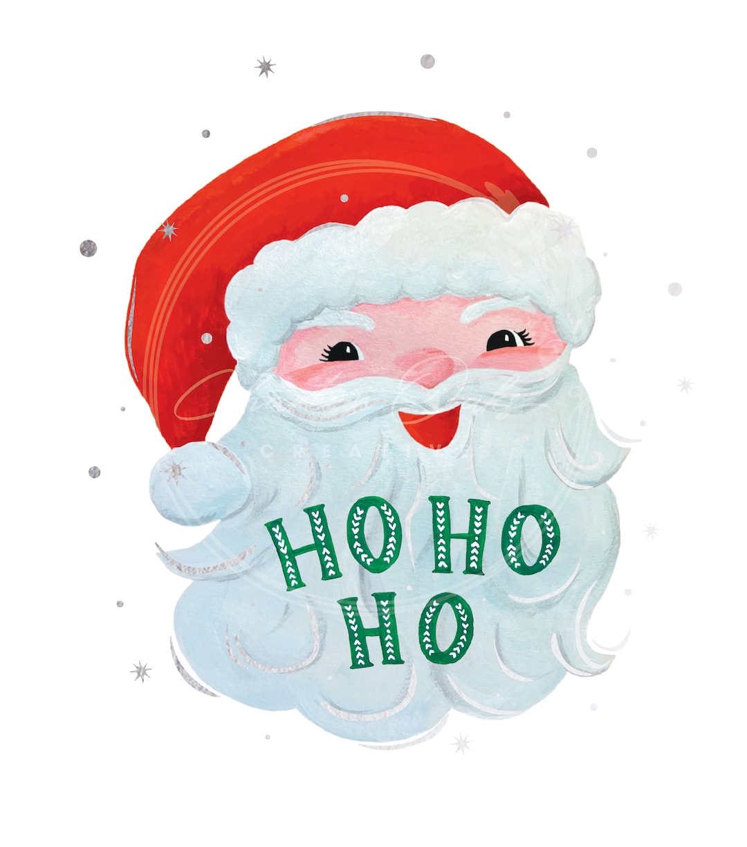 Hand-painted Vintage Santa Claus With Ho Ho Ho Image PNG Digital File ...