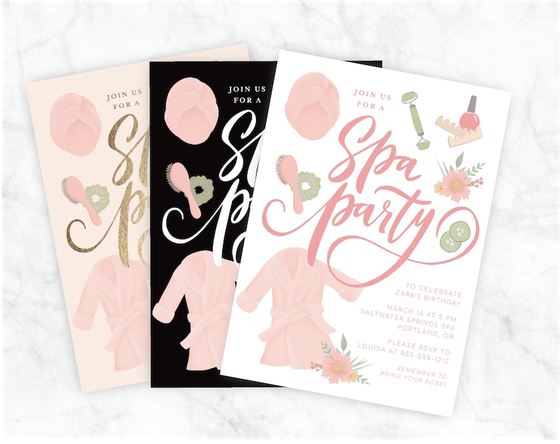 Elegant Spa Party Custom Party Invitation Download - Etsy
