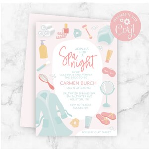 Spa Night Custom Bridal Shower Invitation Download - Etsy