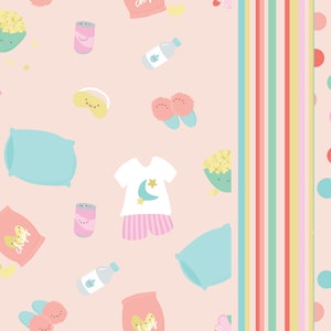 3 Slumber Party-themed and Stripes and Polka-dots Seamless Patterns PNG ...