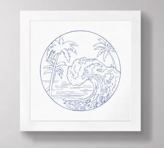 Dibujo Lineal De Olas Del Océano Icono Lineal De Tsunami. Tormenta De