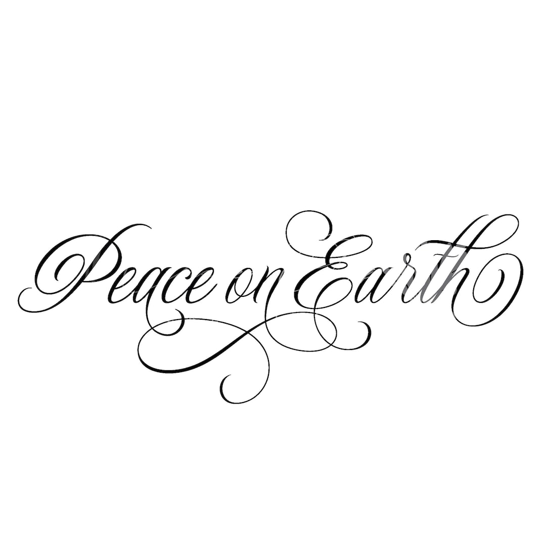 Elegant, Flourished Peace on Earth Script for Christmas SVG PNG Digital ...