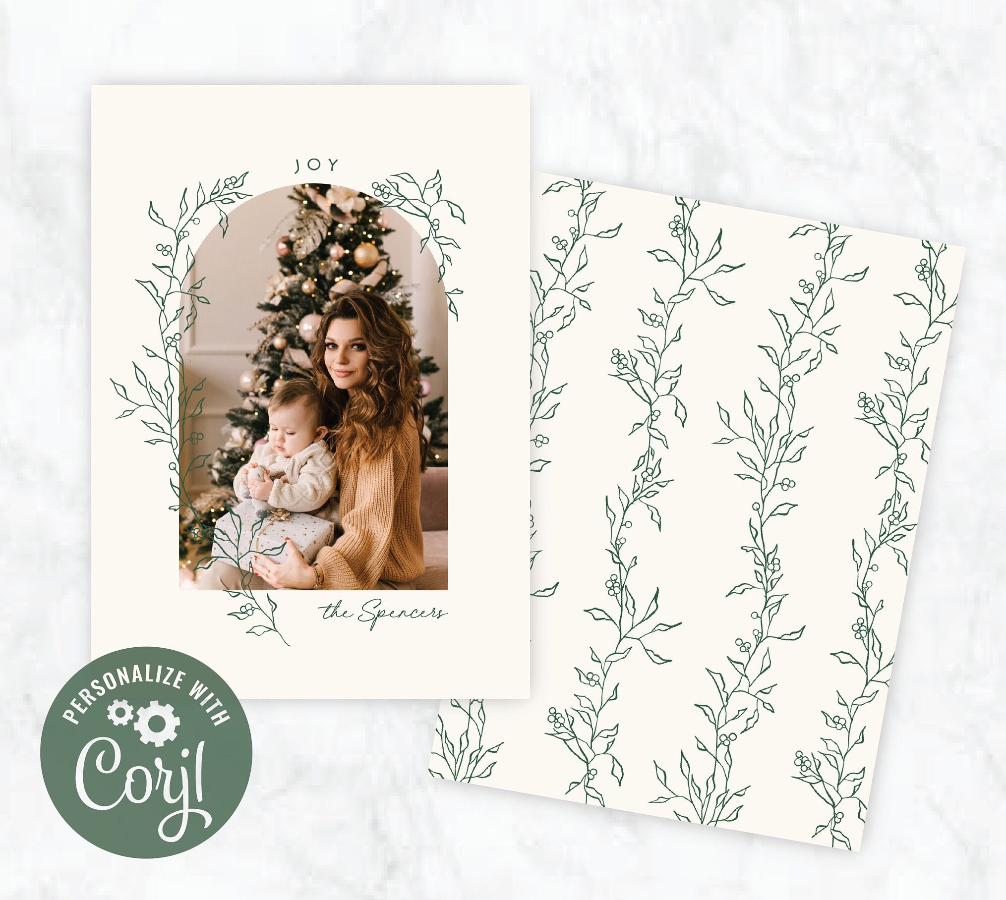 Boho Branch Holiday Joy Arch Photo Christmas Card Customizable - Etsy