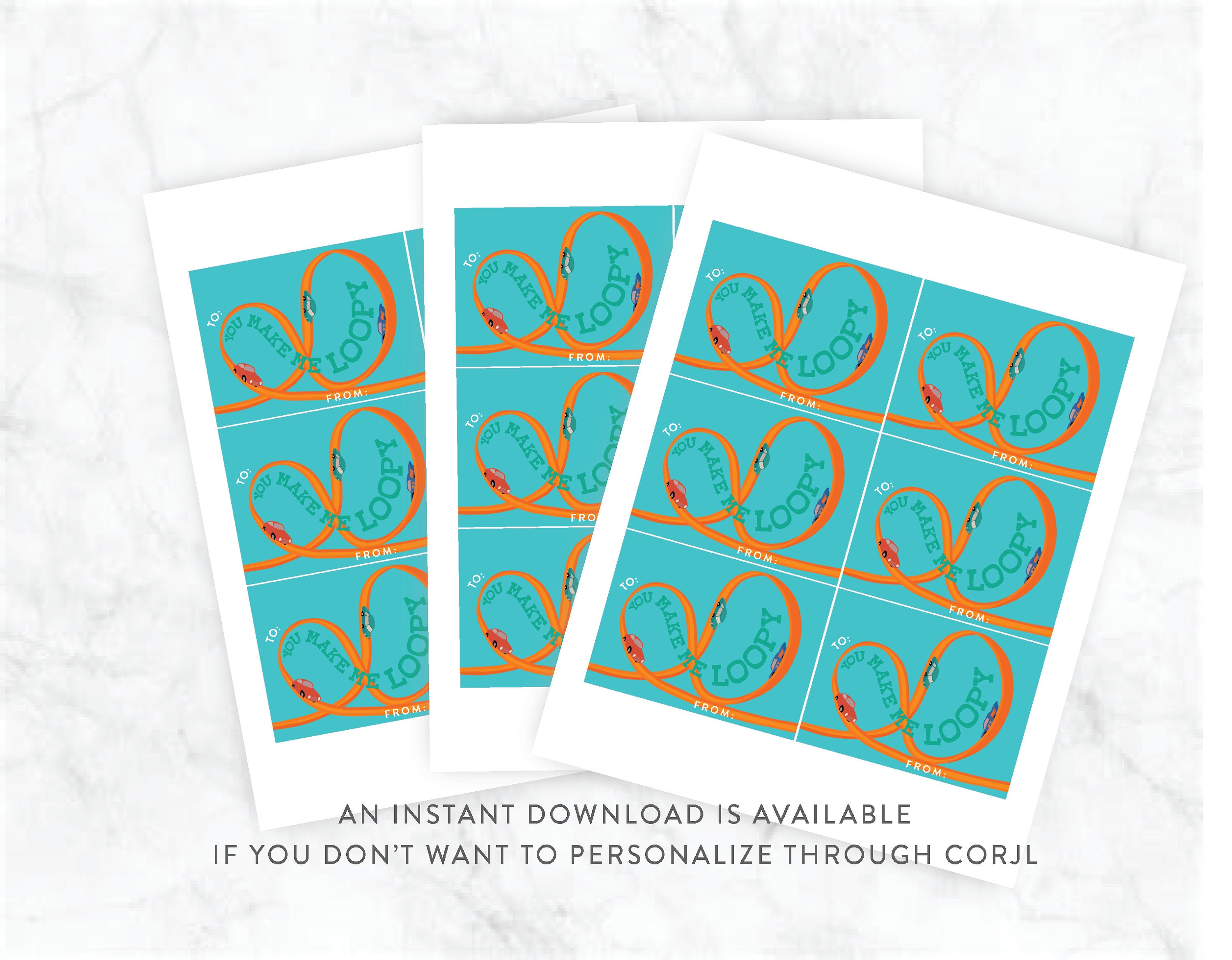 Loopy Track Hot Wheels Card Kids Classroom Valentine Cards Download - Etsy