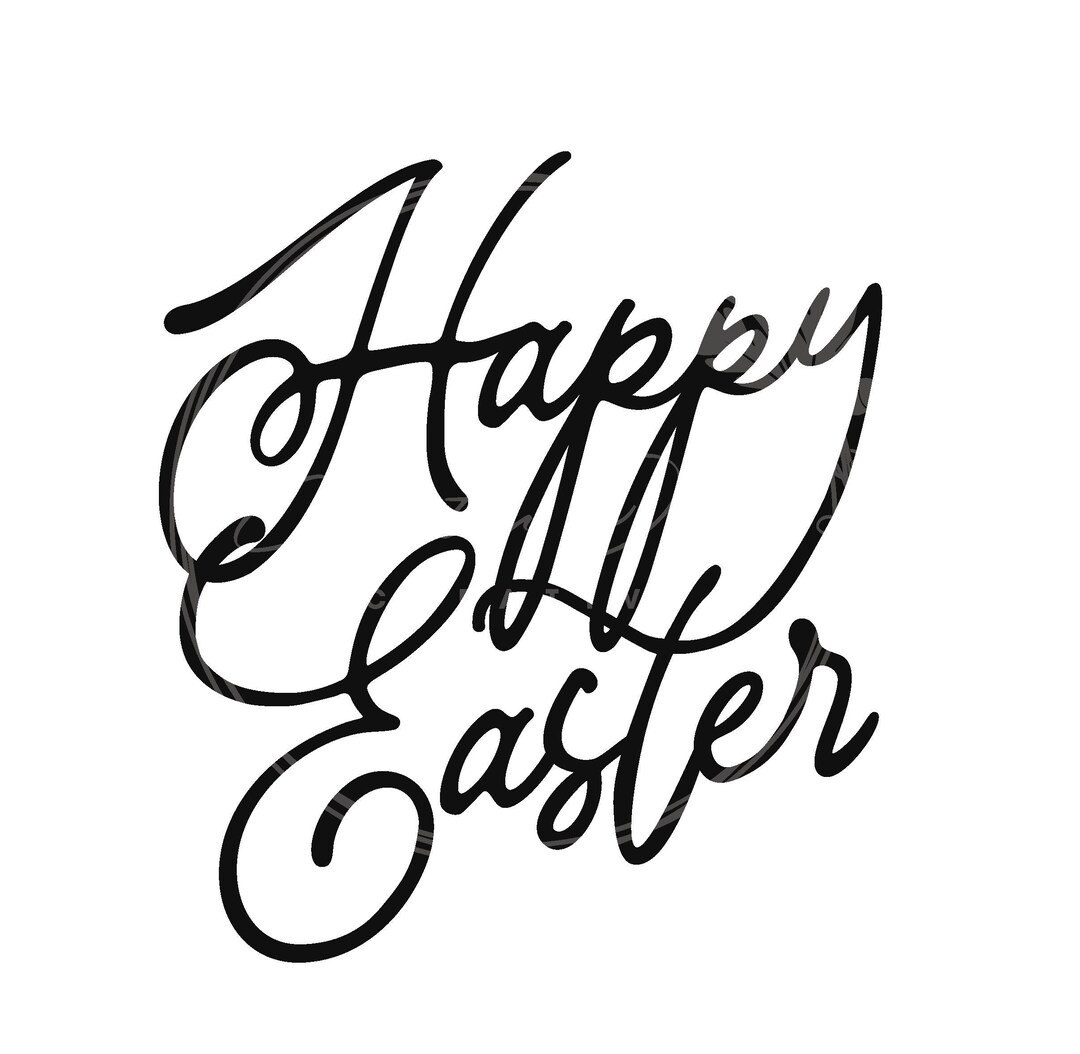 Hand-created Happy Easter Script Typography SVG PNG Digital File ...