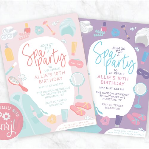 Elegant Spa Party Custom Party Invitation Download - Etsy