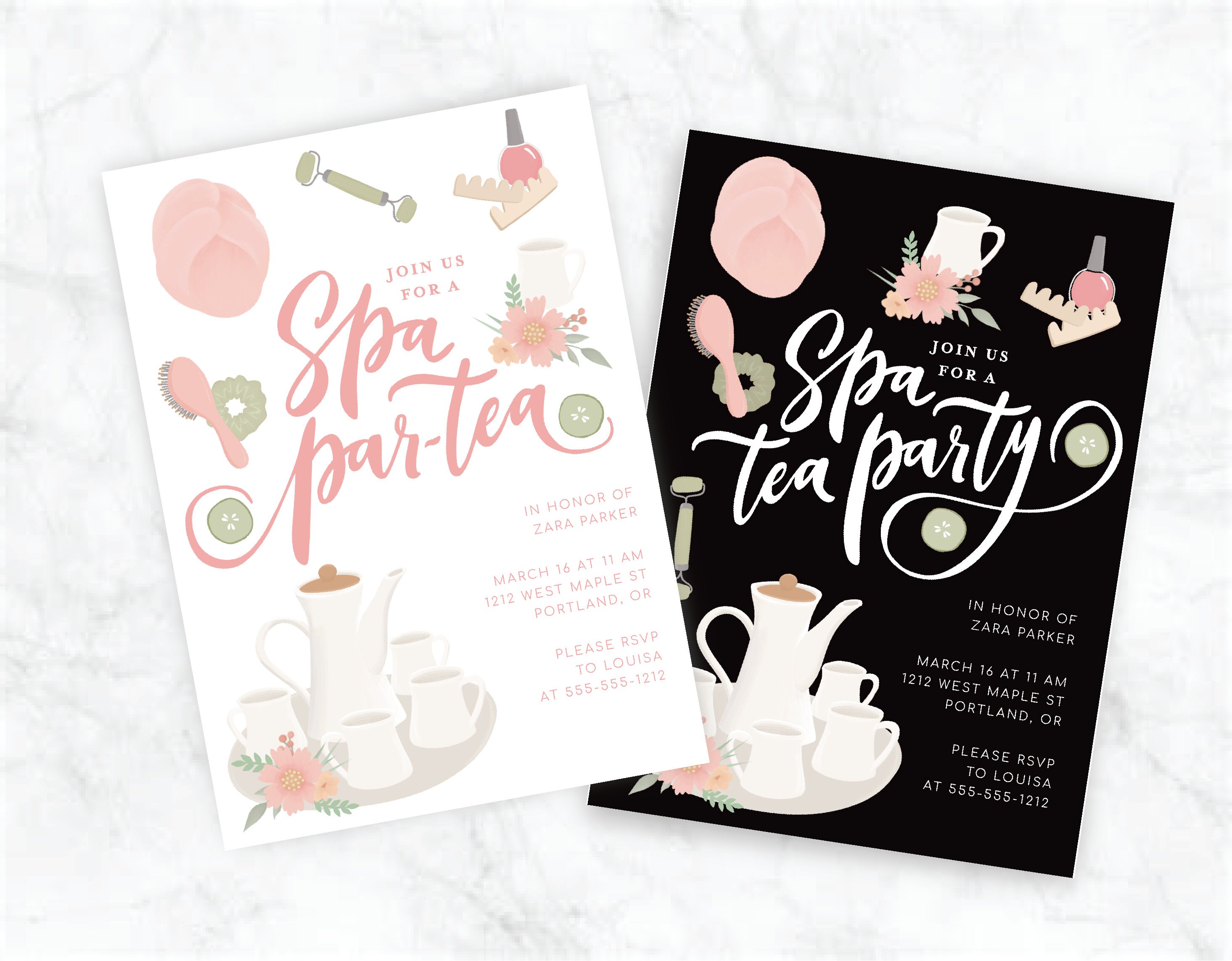 Elegant Spa Tea Party Par-tea Custom Party Invitation Download - Etsy