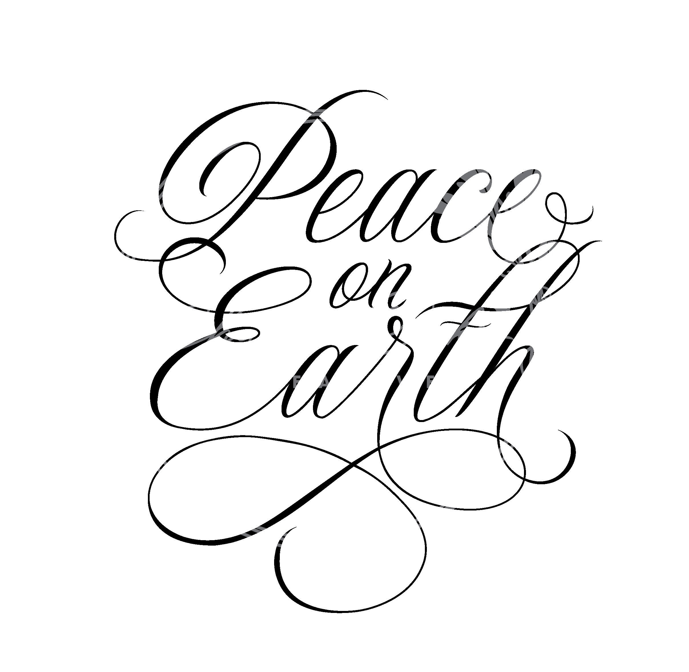 Elaborate, Elegant Peace on Earth Script for Christmas SVG PNG Digital ...
