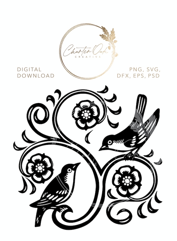 Birds on Vines With Flowers SVG Digital File Download - Etsy