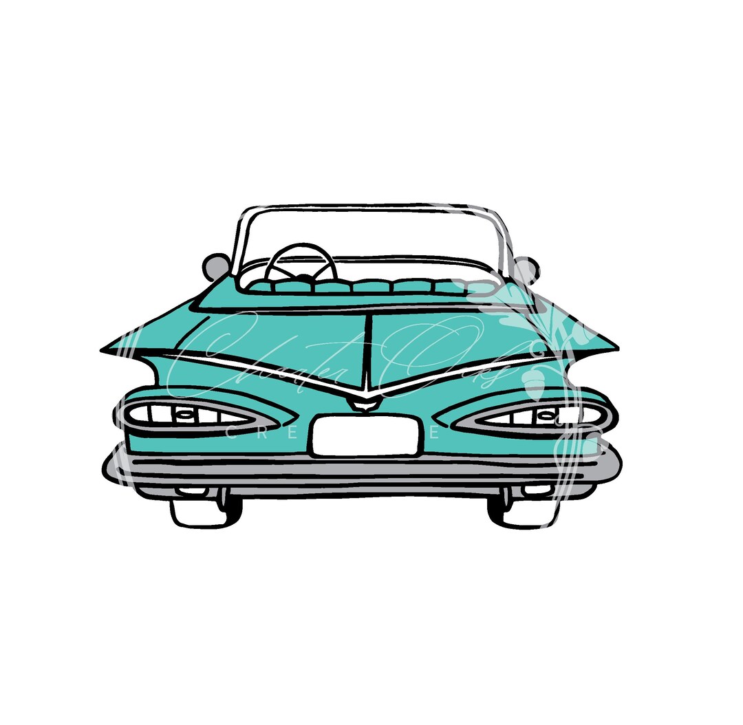 1959 Chevy Chevrolet Impala Classic Car Vehicle Red, Blue Layered SVG ...