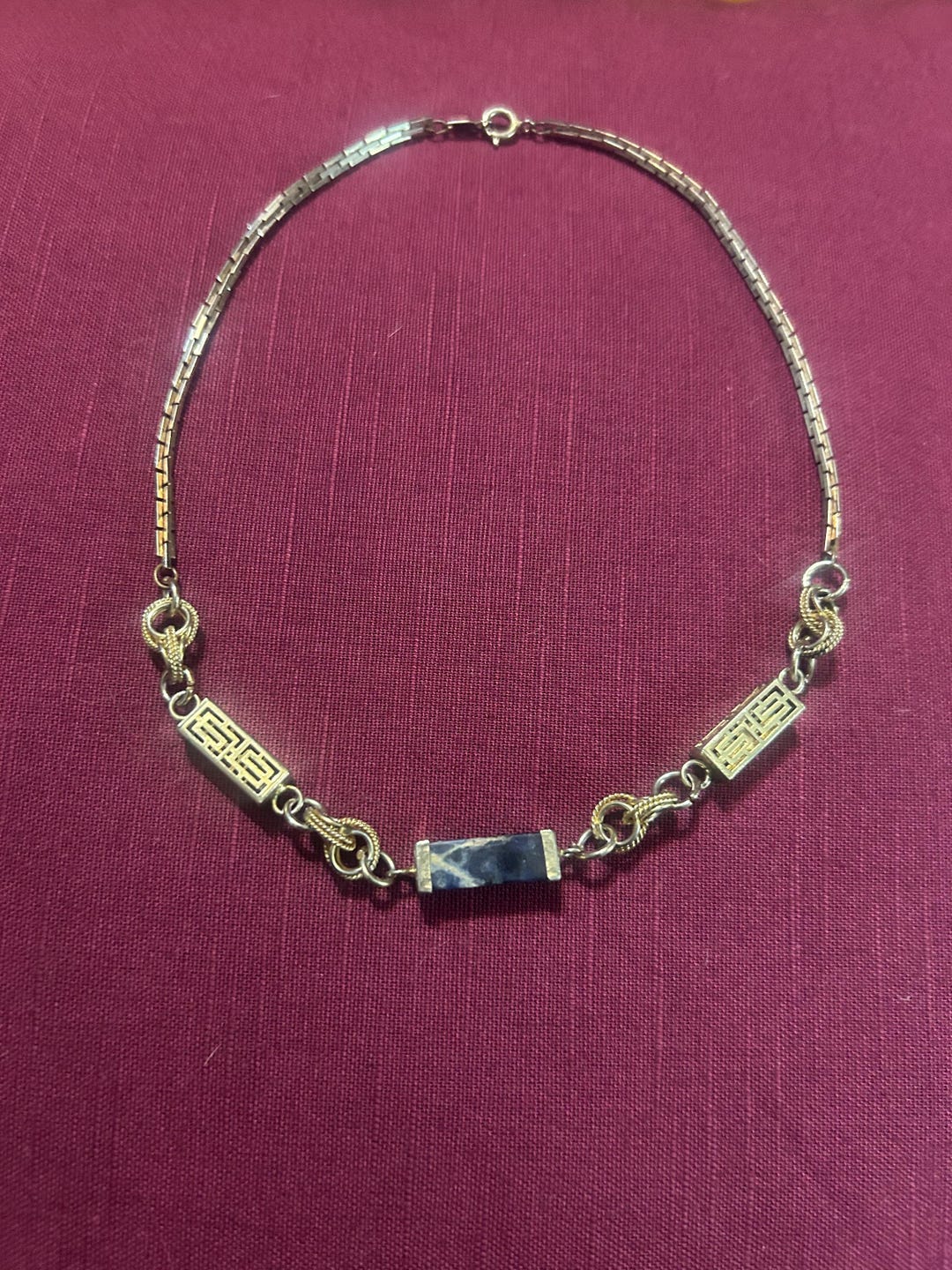 Greek Key Choker Necklace With Sodalite - Etsy