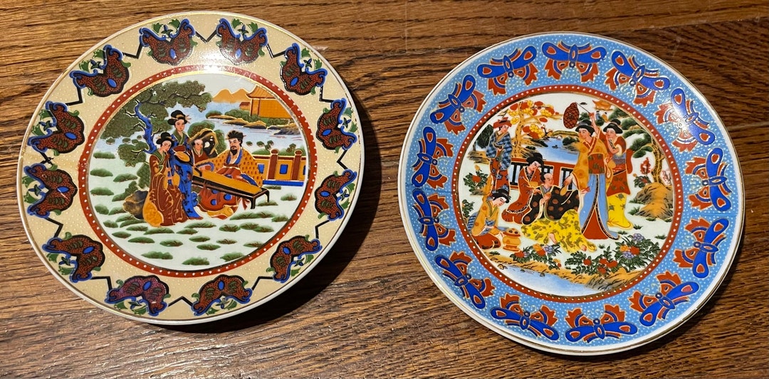 Hand Painted Japanese Plates Set of 2 - Etsy