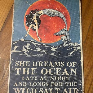 Mermaid Tin Sign Beach Decor - Etsy