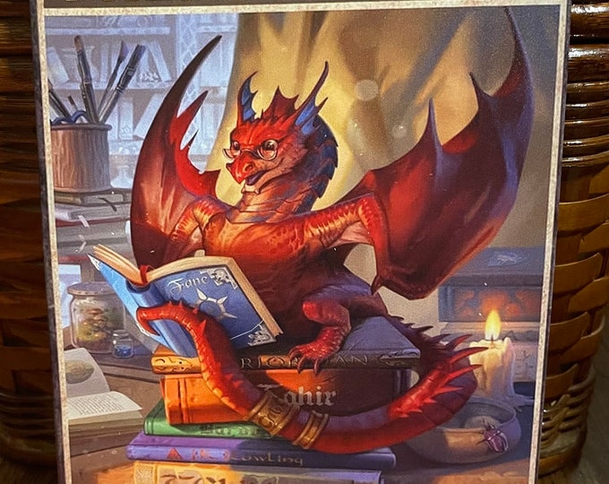 Dragons Fantasy Decor Reading Books Library Replica Tin Advertisement ...