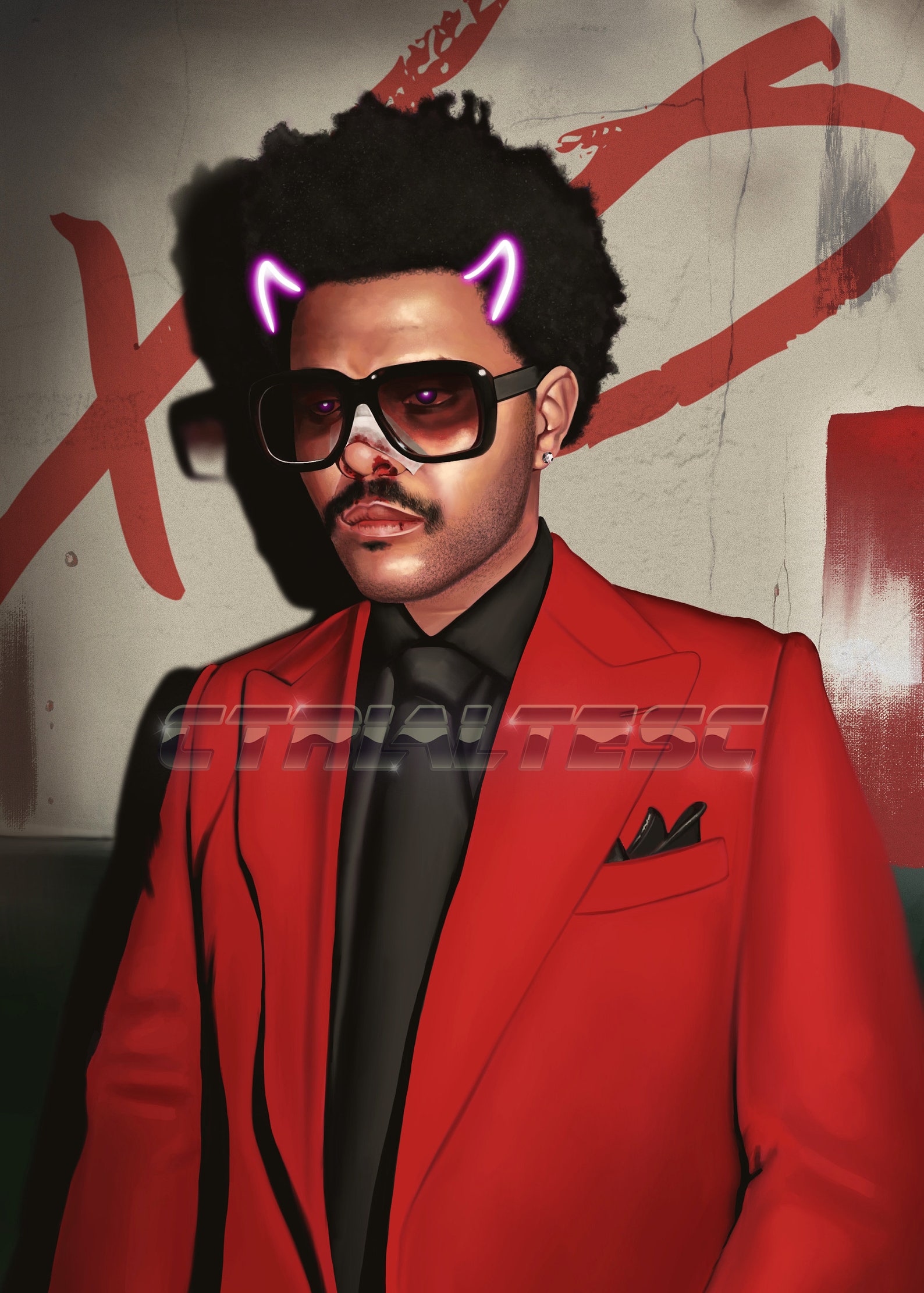 The Weeknd Painting Print by CtrlAltEsc Digital Art Portrait | Etsy