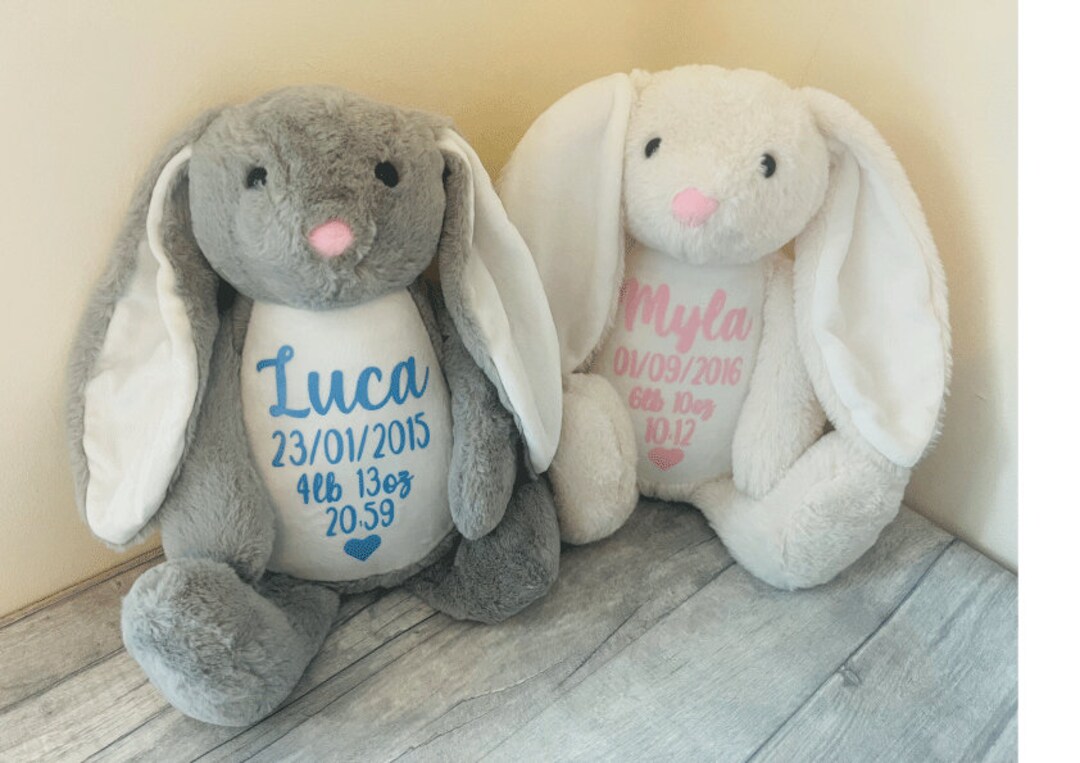 Personalised Newborn Birth Details Cuddly Plush Toy | New Baby Teddy ...