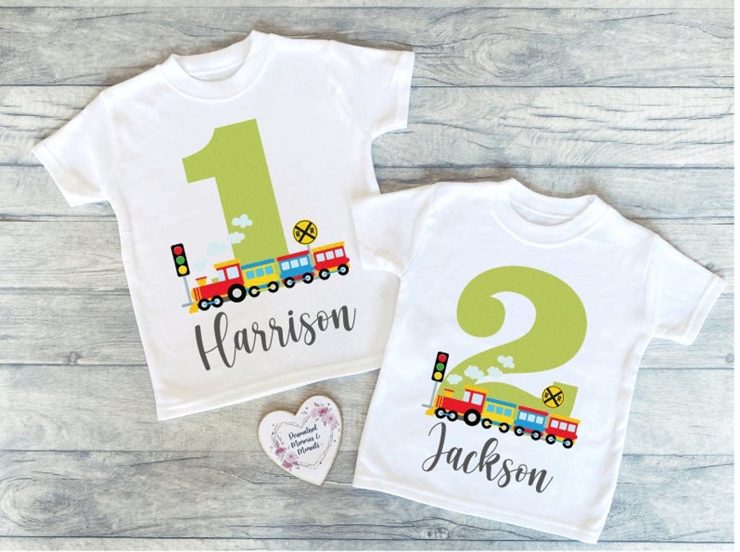 Personalised Train Birthday T-shirt | Custom Birthday Keepsake T-shirt ...