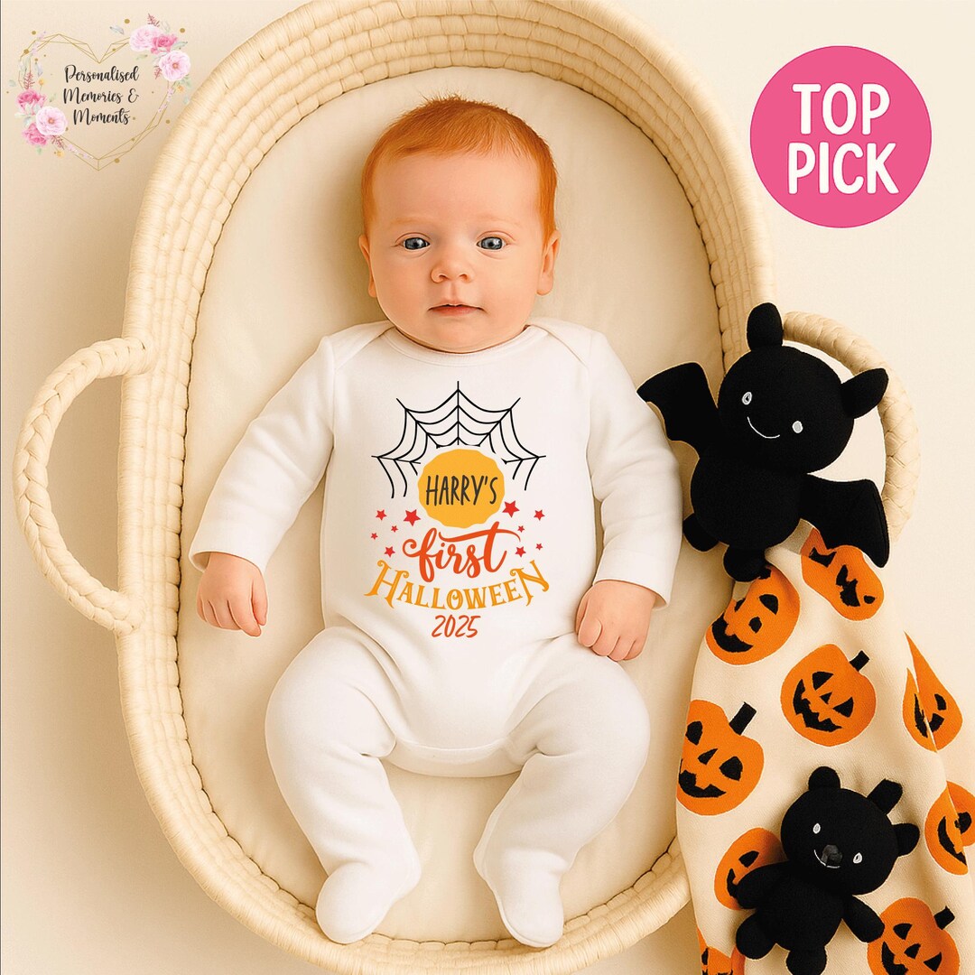 Personalised Baby's First Halloween's Outfit Costume: Cobweb Keepsake ...