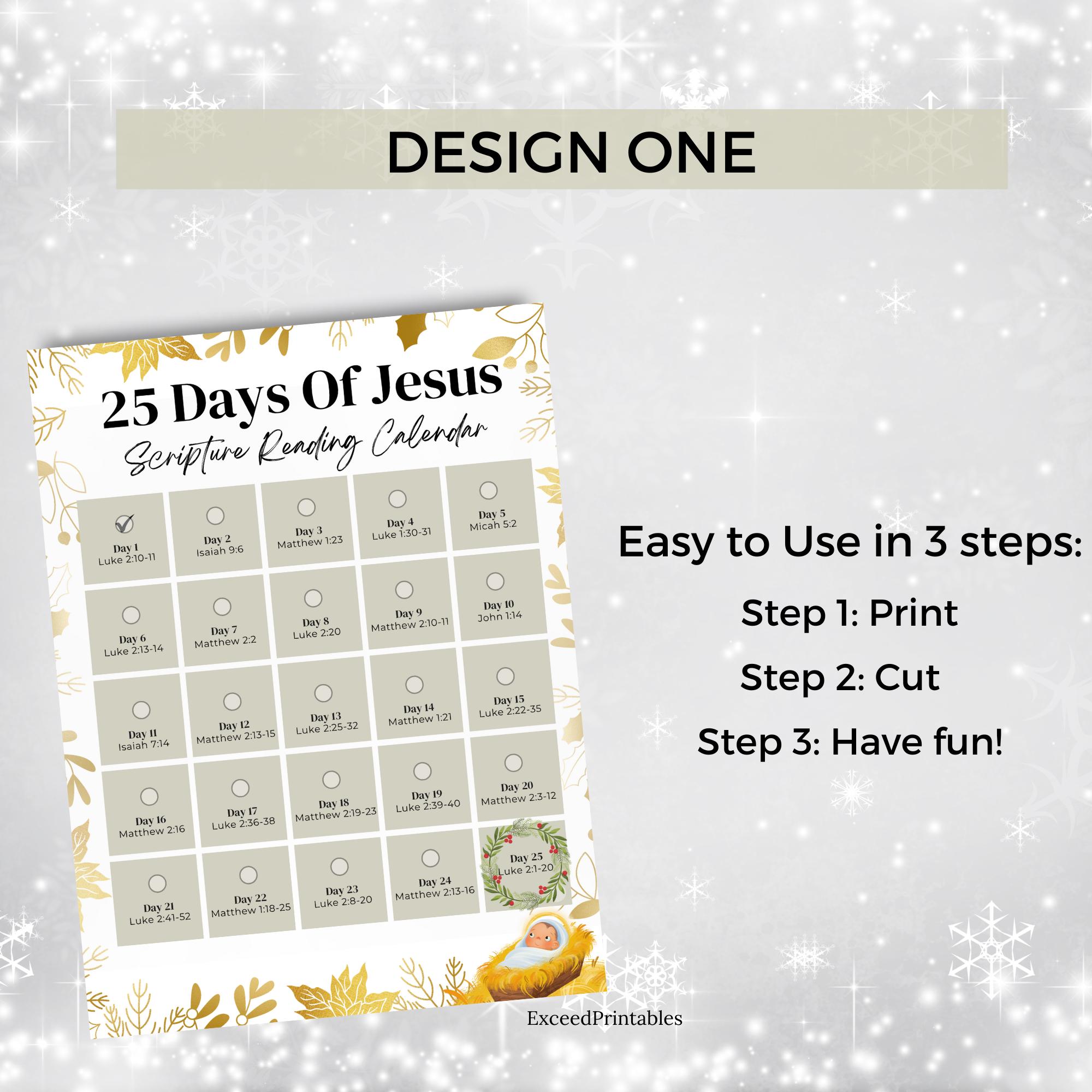 25 Christmas Bible Cards Printable, Christmas Advent Scripture Calendar ...