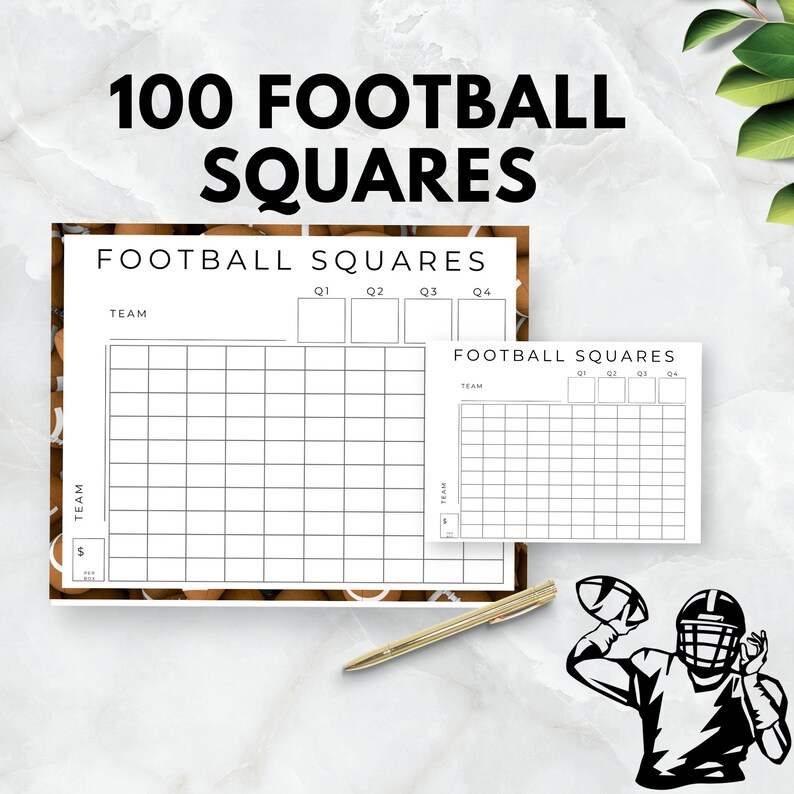 Printable Football Squares Game, Football Square Grid, Football ...