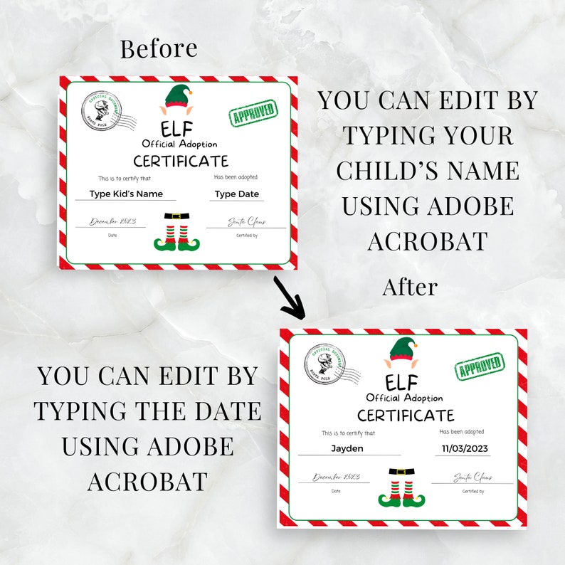 Editable Elf Adoption Kit, Adopt an Elf Printable, Elf Certificate ...