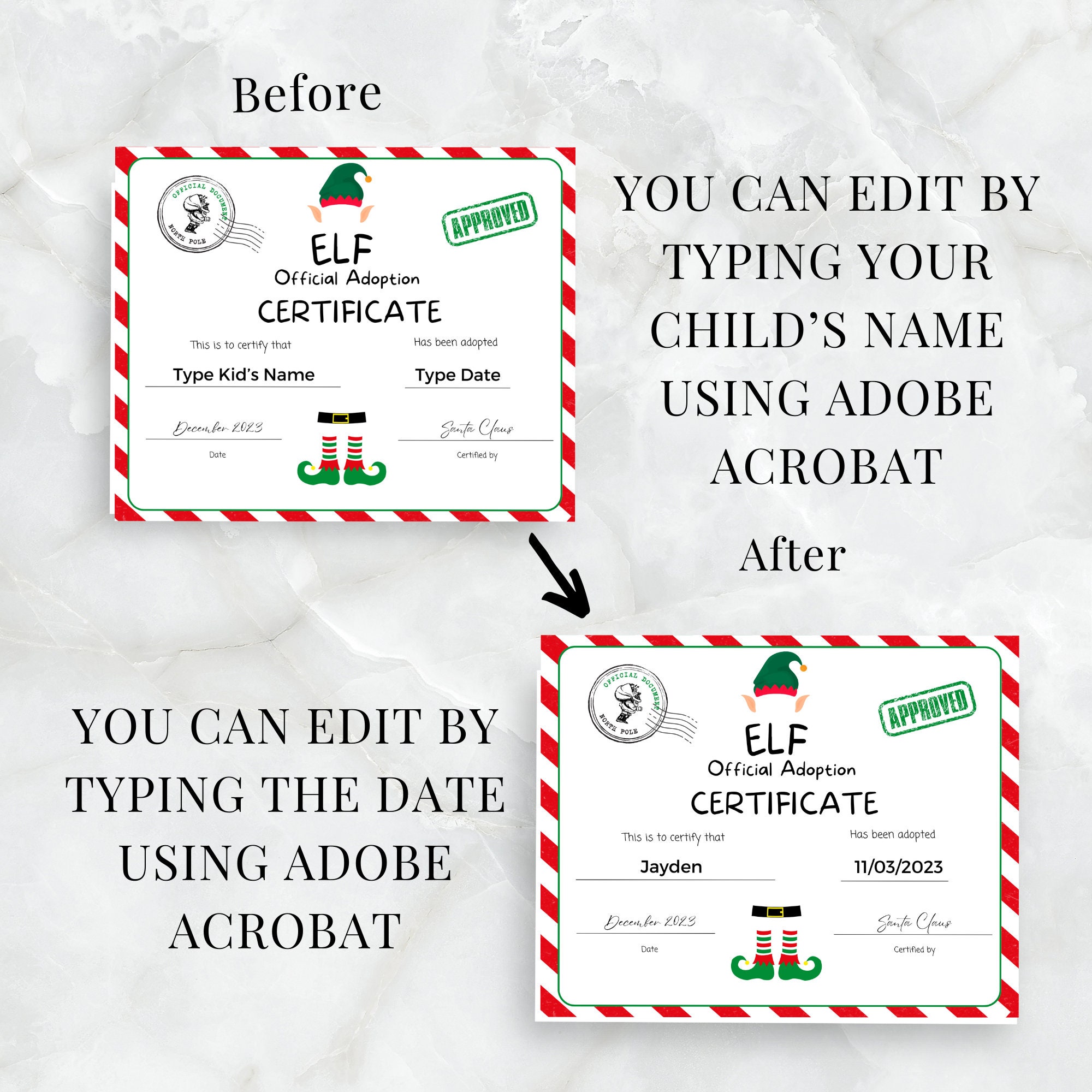 Editable Elf Adoption Kit, Adopt an Elf Printable, Elf Certificate ...