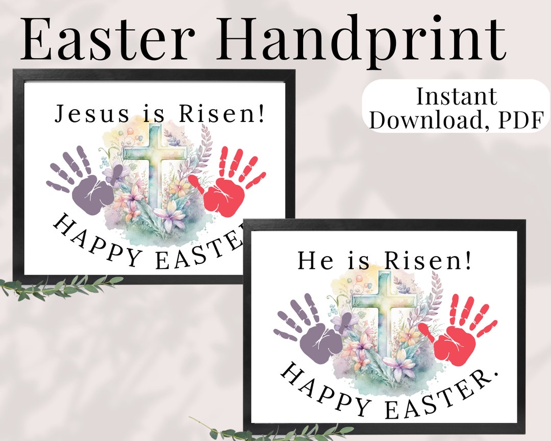 Jesus is Risen Easter Handprint Art, Christian Easter Handprint ...