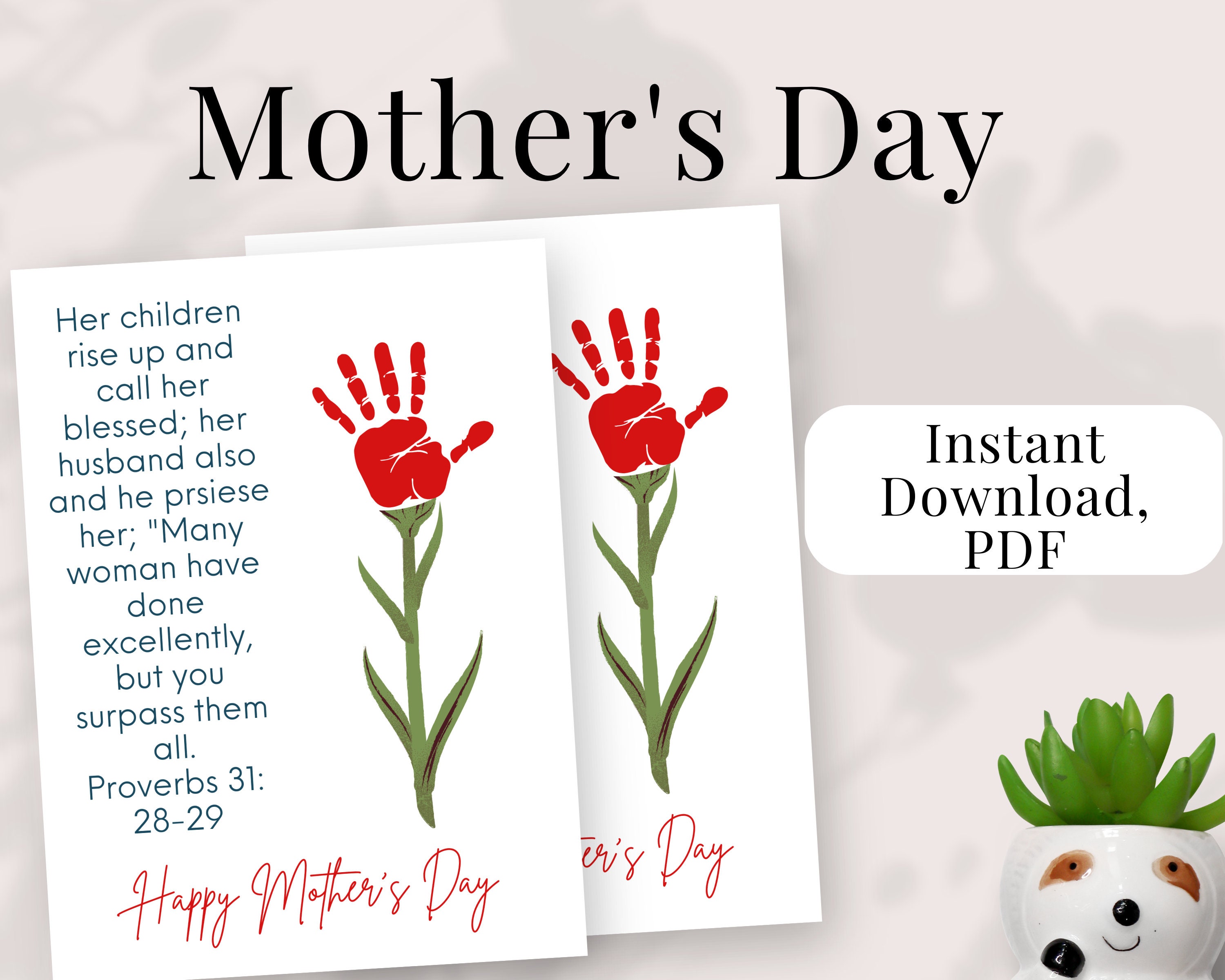 Mothers Day Handprint Bible Verse, Custom Mothers Day Art Print ...