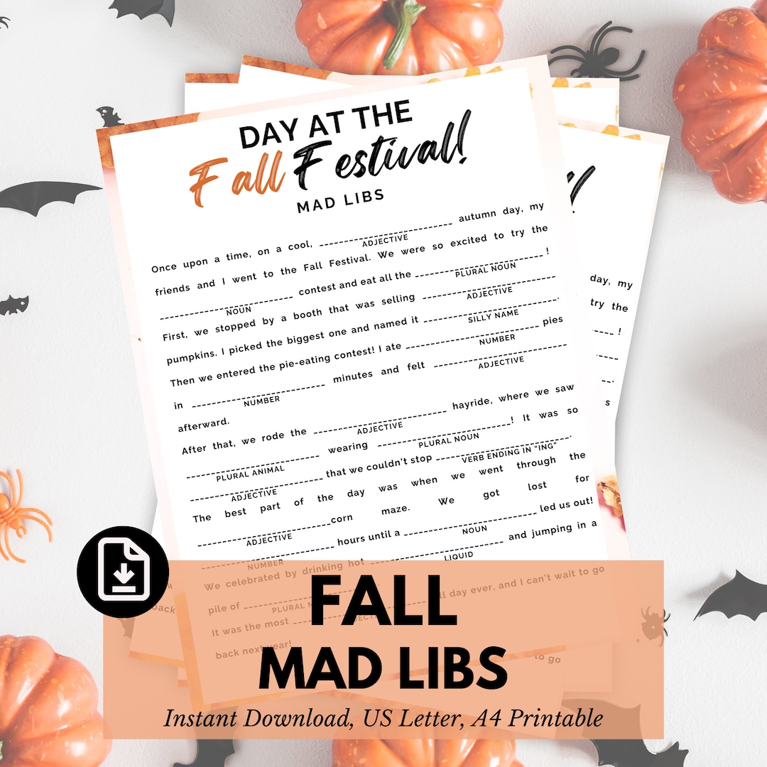 Fall Mad Libs, Fall Festival Mad Libs, Mad Libs for Adults, Fun ...