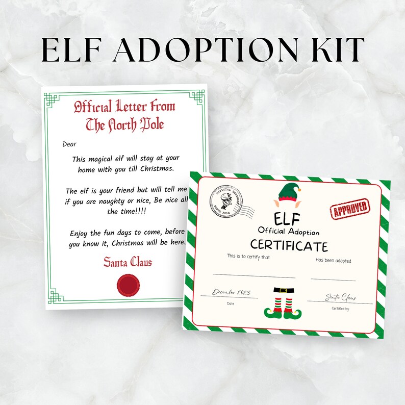 Elf Adoption Editable Kit, Adopt an Elf Printable, Elf Certificate ...