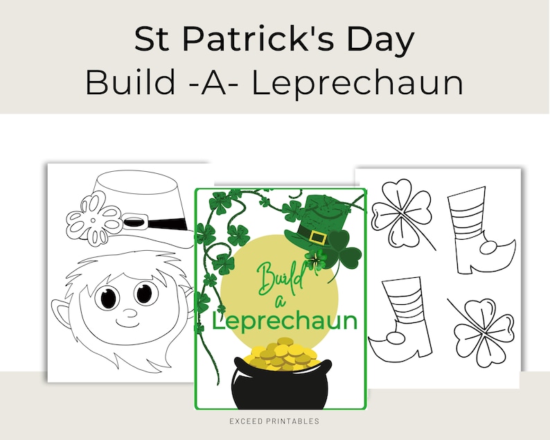 St Patrick's Day Build A Leprechaun Printable, Cut, Paste and Color ...
