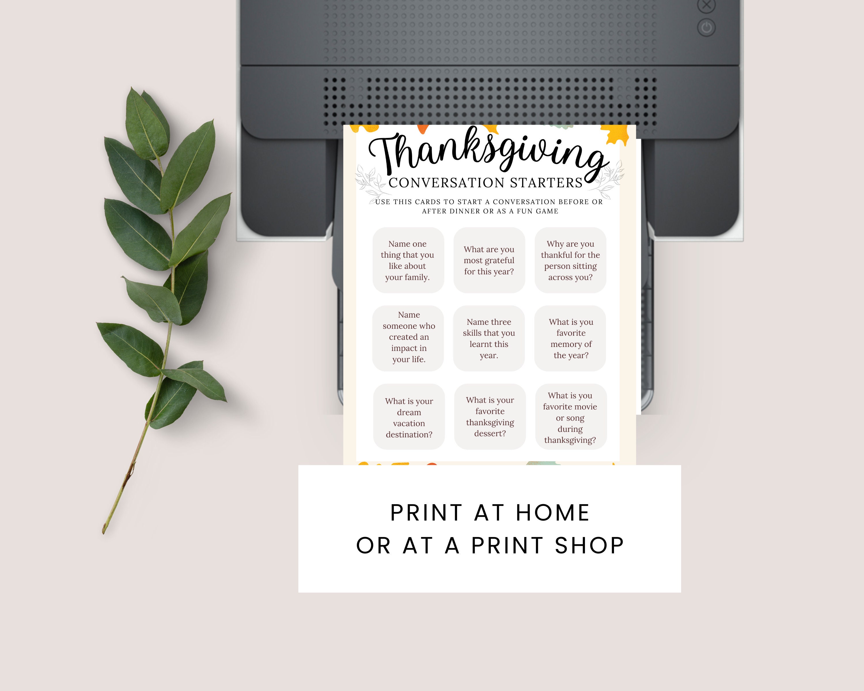 Printable Thanksgiving Conversation Cards, Family Celebration Game ...
