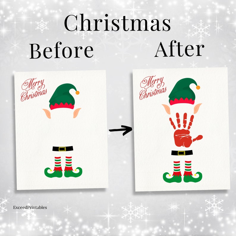 Christmas Handprint Footprint Craft Bundle, Christmas Craft for Toddler ...