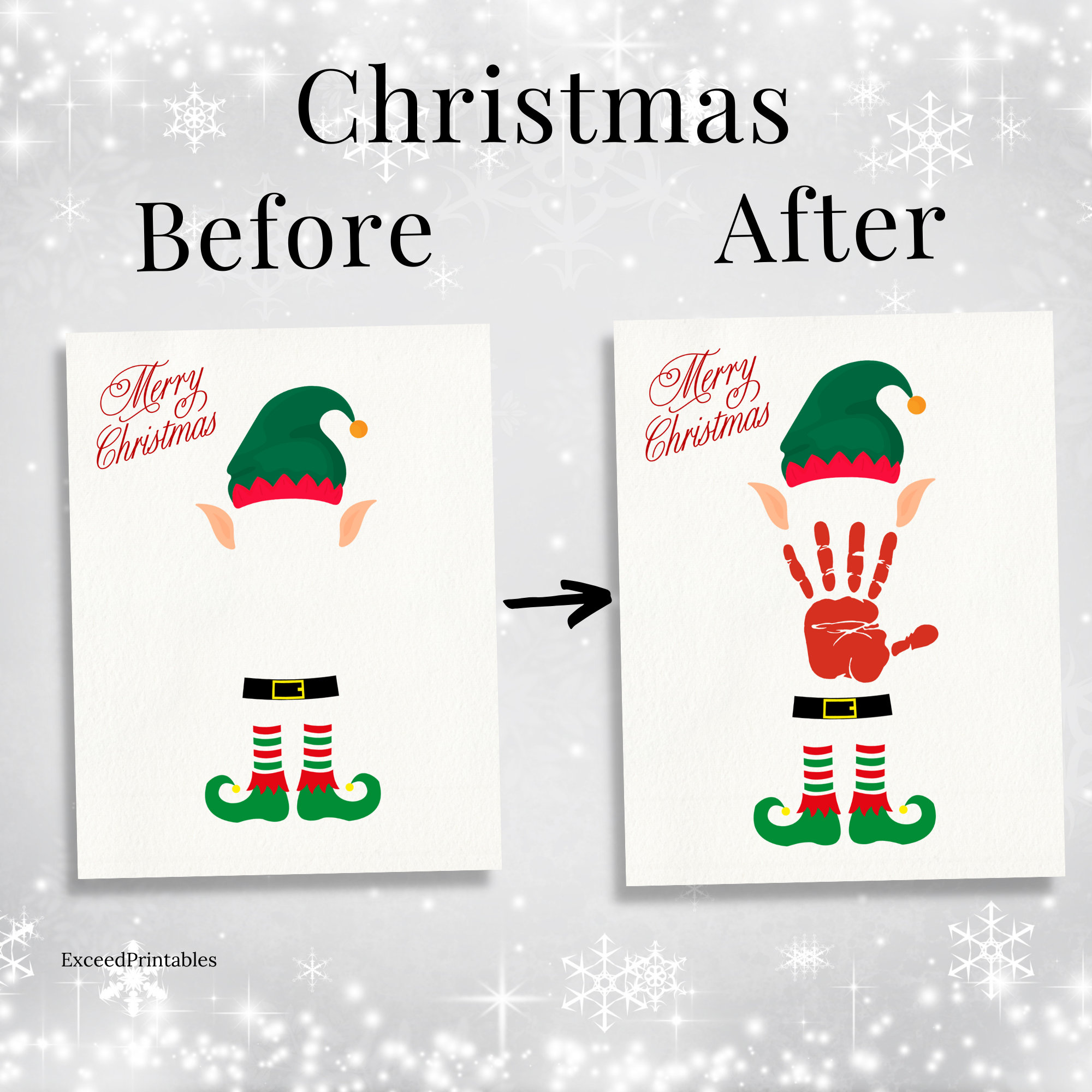 Christmas Handprint Footprint Craft Bundle, Christmas Craft for Toddler ...