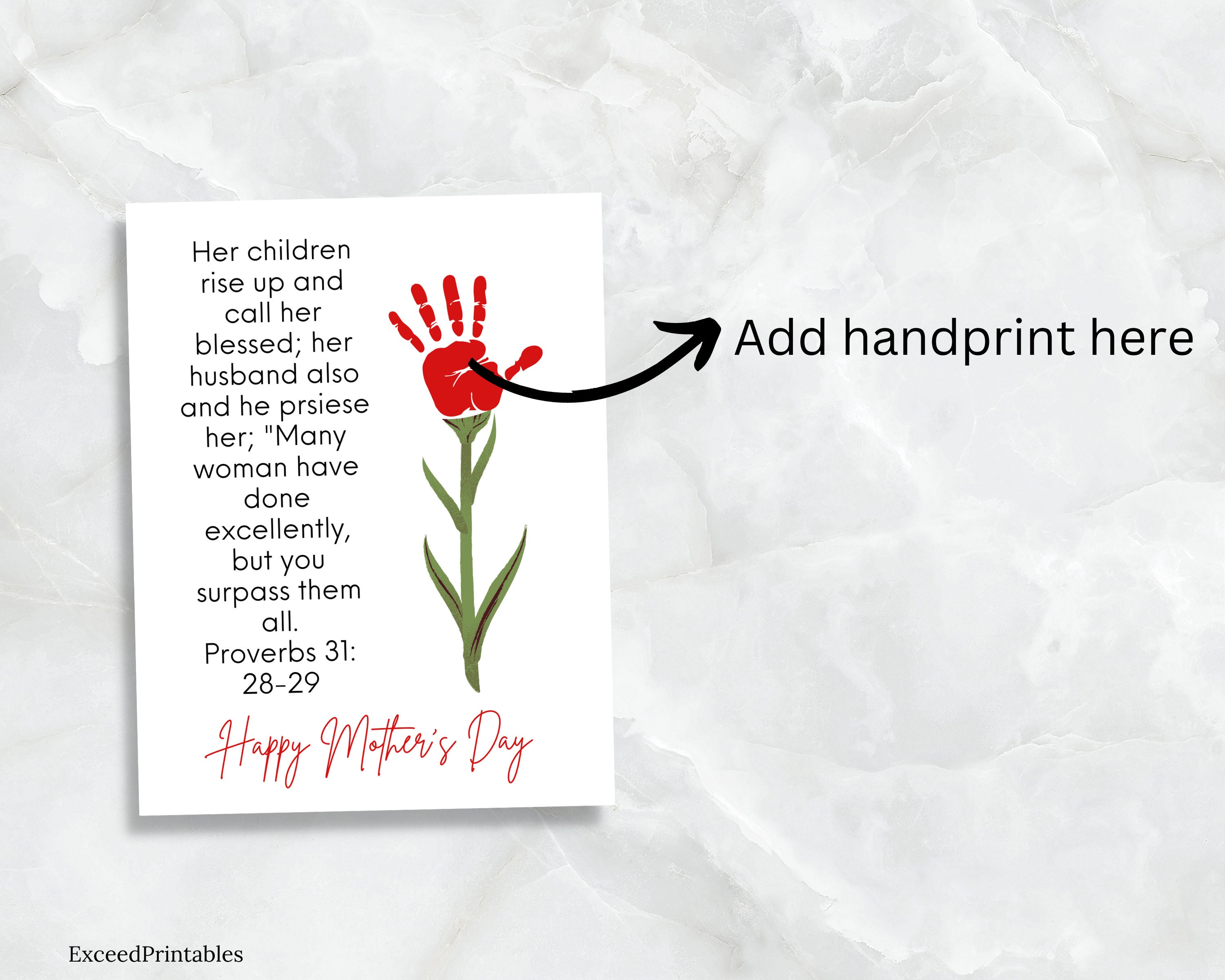 Mothers Day Handprint Bible Verse, Custom Mothers Day Art Print ...