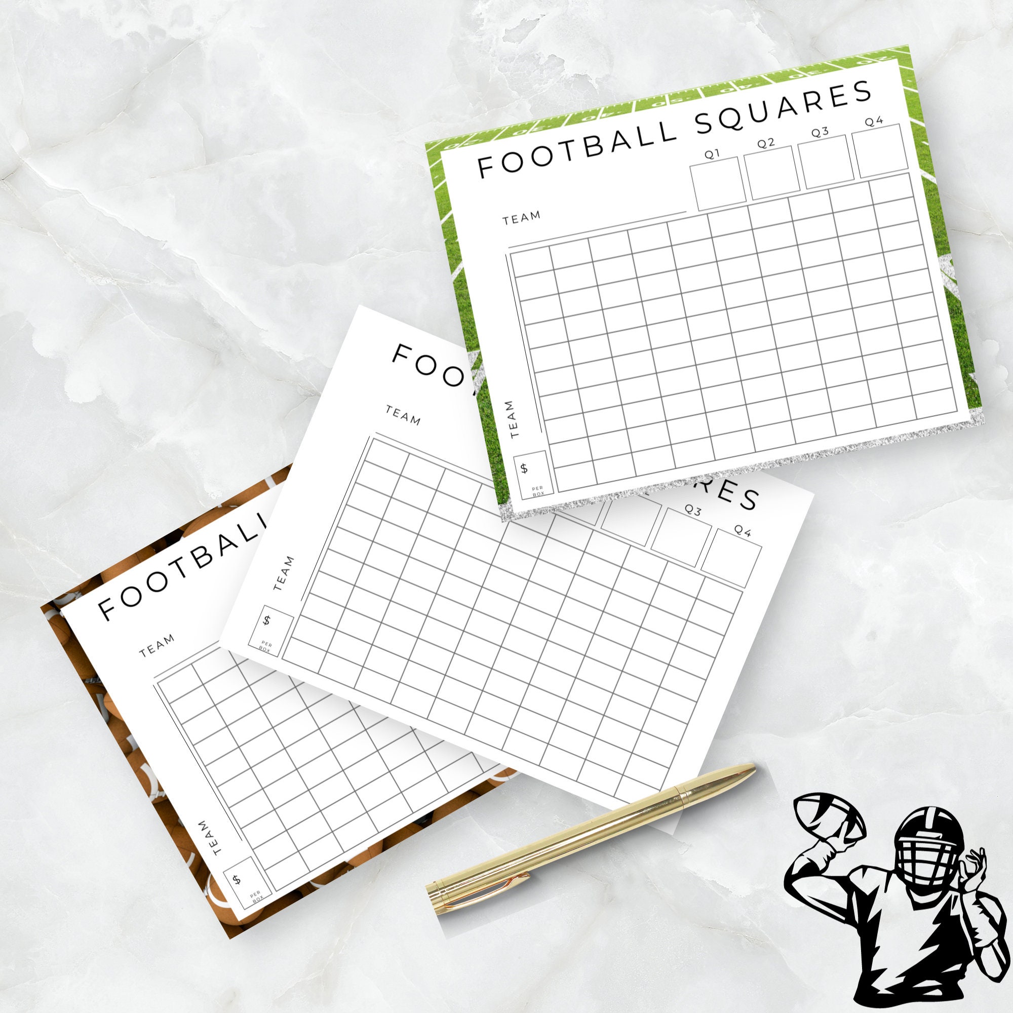 Printable Football Squares Game, Football Square Grid, Football ...