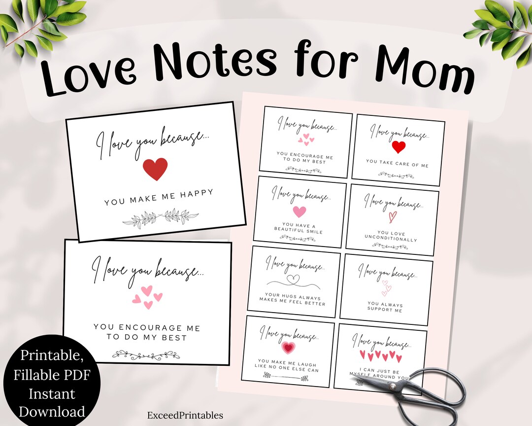 Reasons Why I Love You Mom Cards Printable Love Notes for - Etsy