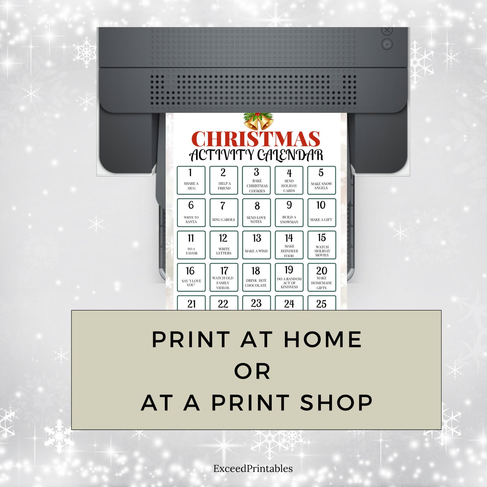 25 Days of Christmas Printable, Christmas Advent Activity Calendar ...