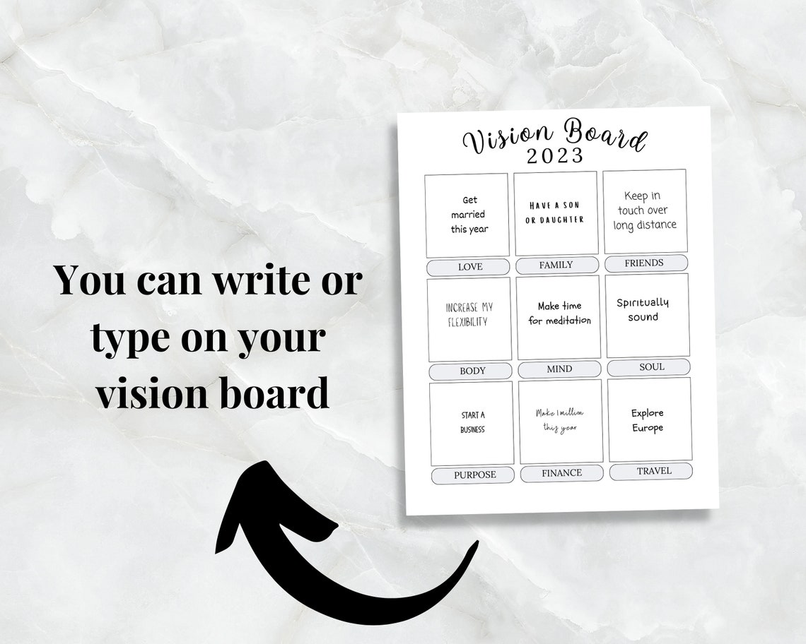 Minimalist 2023 Vision Board Printable, Simple Manifestation Dream ...
