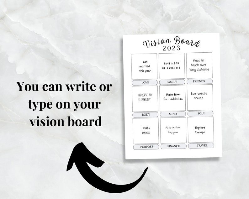 Minimalist 2023 Vision Board Printable, Simple Manifestation Dream ...