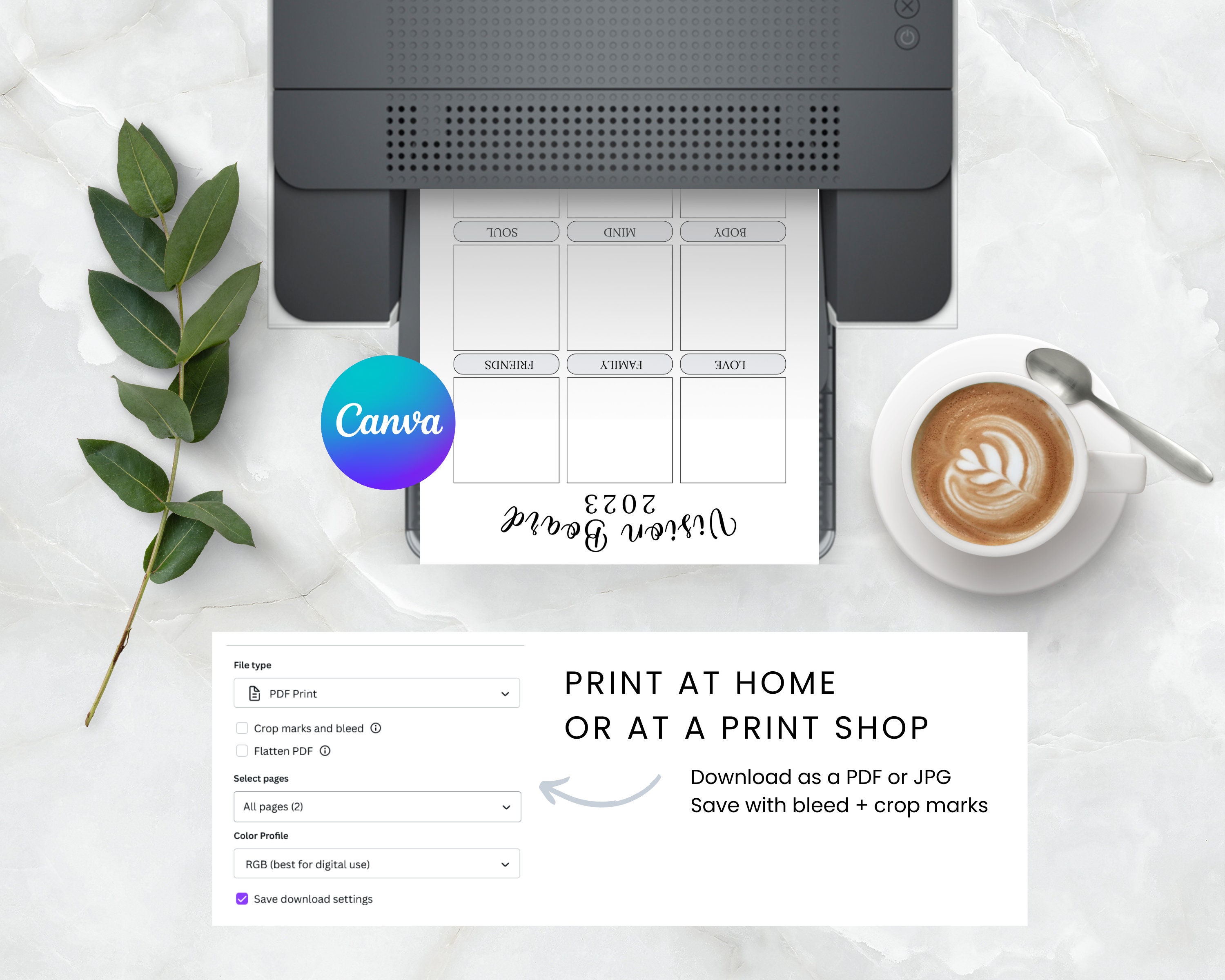 Minimalist 2023 Vision Board Printable, Simple Manifestation Dream ...