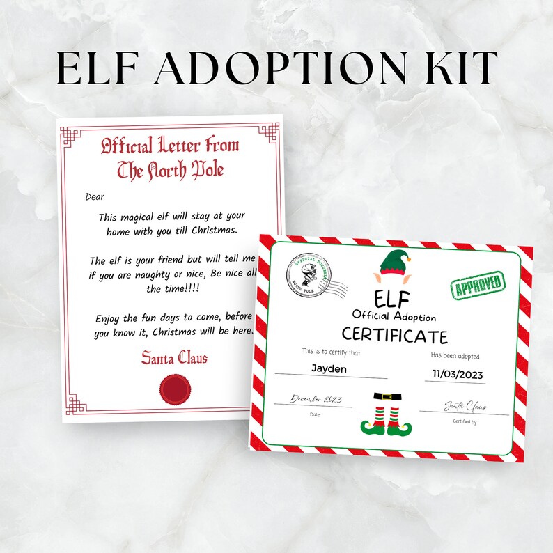 Editable Elf Adoption Kit, Adopt an Elf Printable, Elf Certificate ...