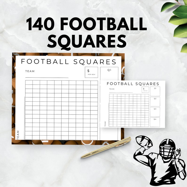 Printable Football Squares Game, Football Square Grid, Football ...